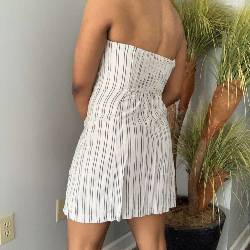 White Stripped Strapless Summer Stress - Gem